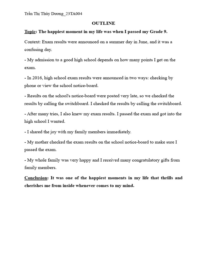 Tran Thi Thuy Duong - HAPPIEST MOMENT | PDF