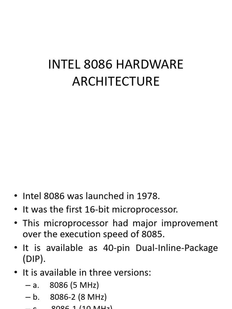 Intel 8086 Hardware Architecture | PDF | Central Processing Unit | Computer Science