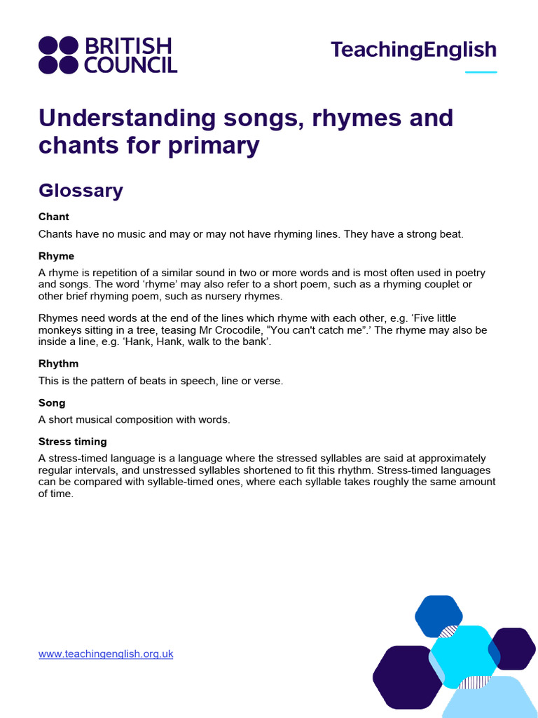 Resources - Understanding songs, rhymes and chants for primary | PDF