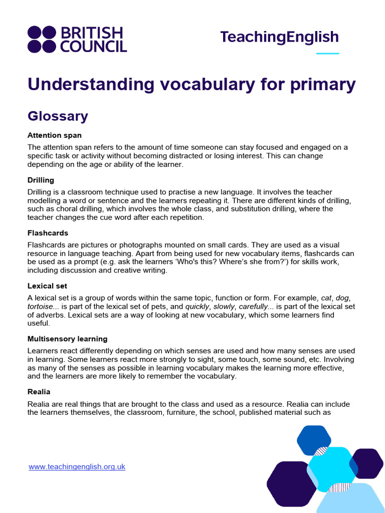 Resources - Understanding Vocabulary For Primary | PDF | Vocabulary ...