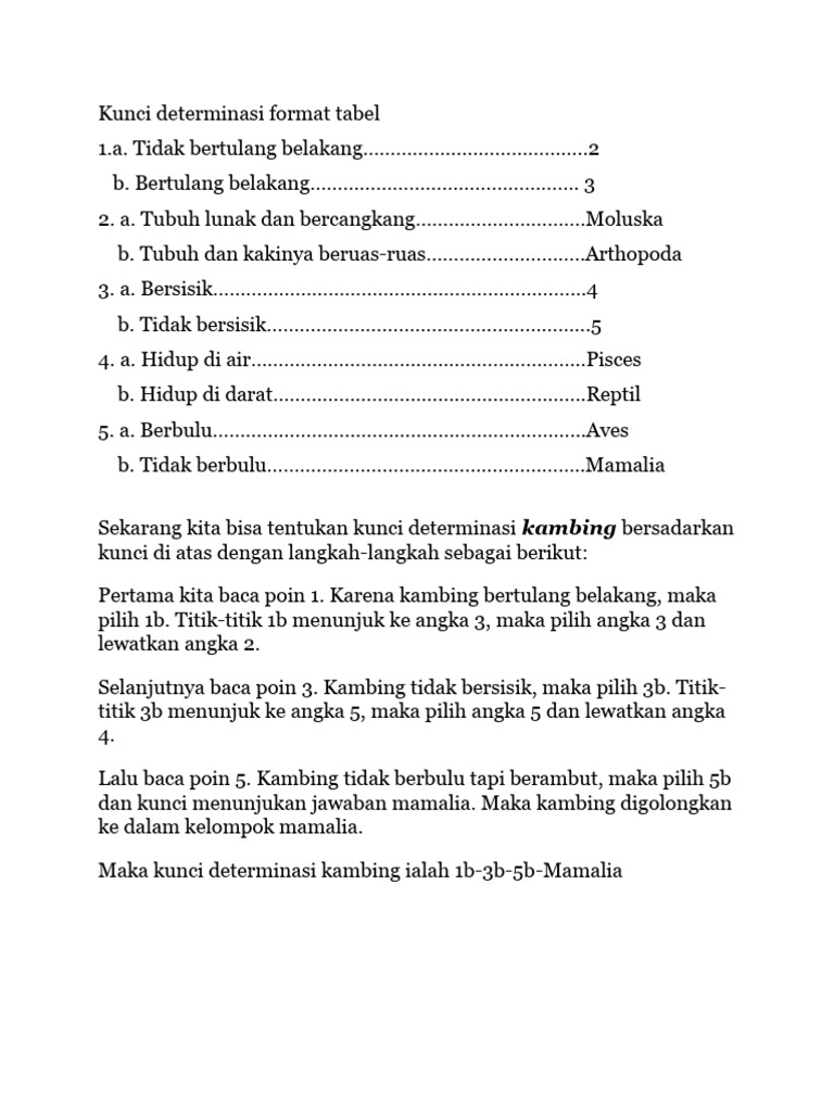 Kunci Determinasi Format Tabel | PDF