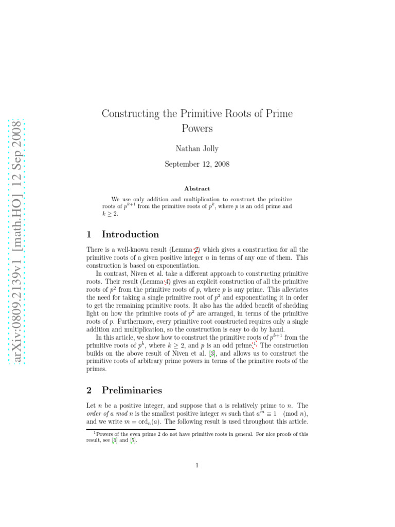 Primitive roots | PDF | Mathematics | Number Theory