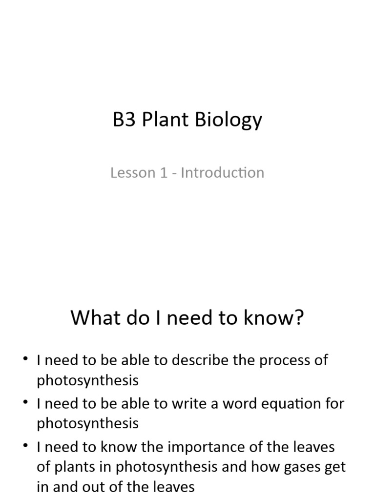 B3 Plant Biology Introduction | PDF