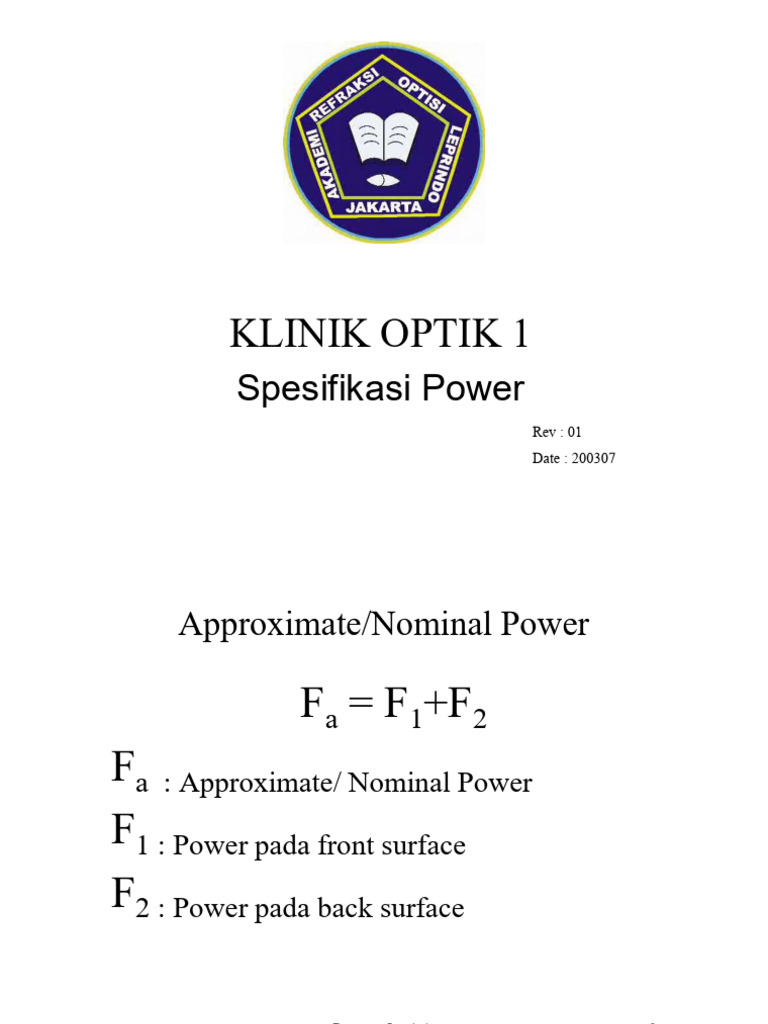 KO1 - 2.11 (Spesifikasi Power Dan Bentuk Tipe Lensa) | PDF