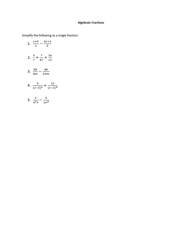 Algebraic Fractions - 1 | PDF