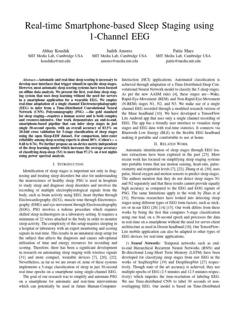 Real-Time Smartphone-Based Sleep Staging Using 1-Channel EEG | PDF ...