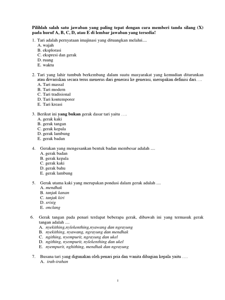 Soal Latihan Psaj 2024 | PDF | Seni