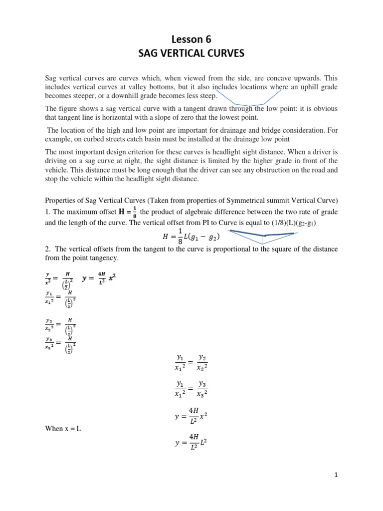 02 CE222 18 Learning Module 6b Vertical Sym Parblc Sag Curve - 2CE 1 | PDF | Differential ...