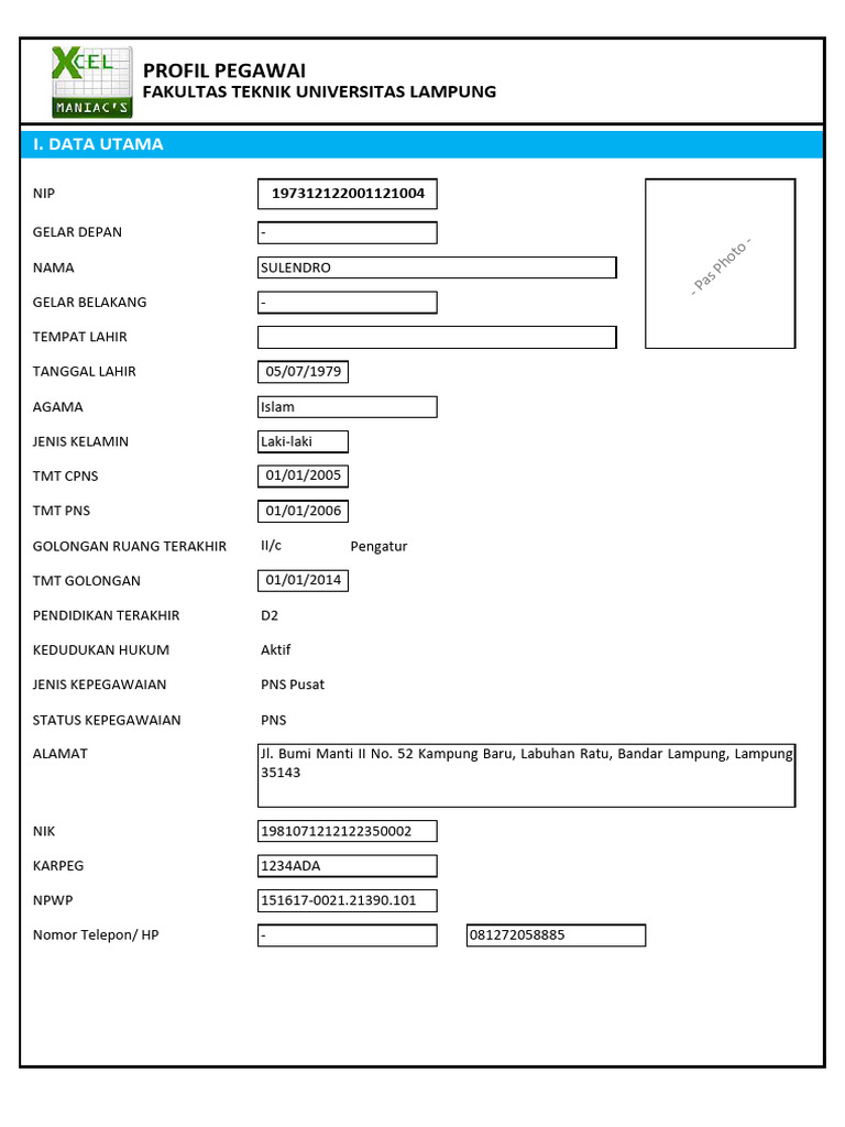 Data - Utama - Sulendro - Contoh Hasil | PDF