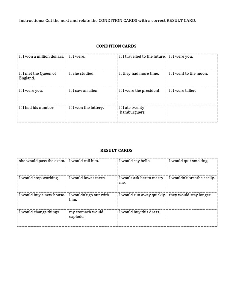 Match Condition Cards with Results | PDF