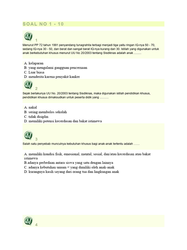 Latihan Soal ABK | PDF