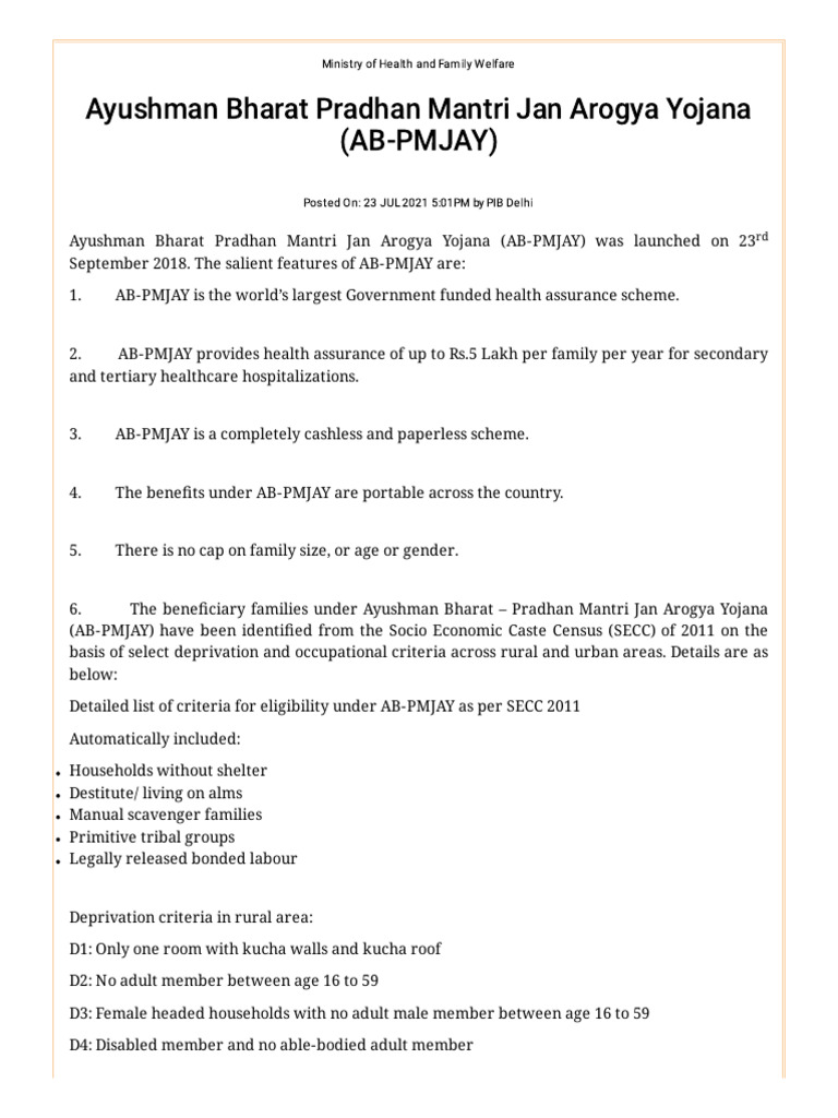 PMJAY Press Information Bureau, GoI | PDF | Clinical Medicine | Medicine