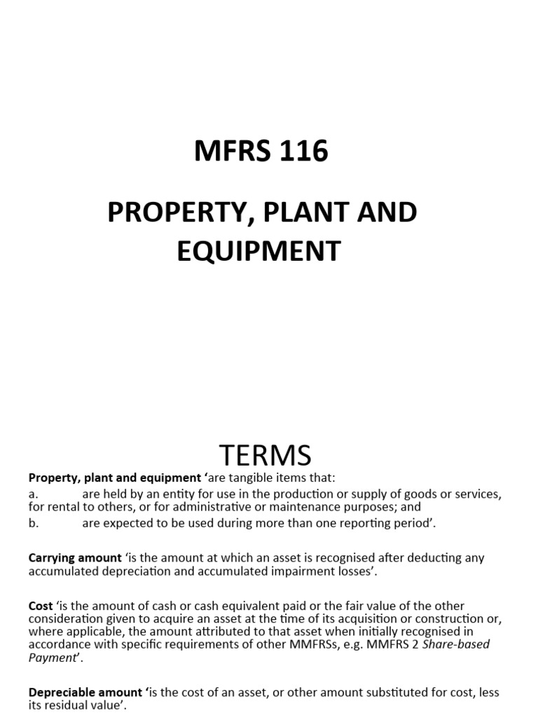 NEW MFRS 116 Property, Plant and Equipment | PDF | Fair Value ...
