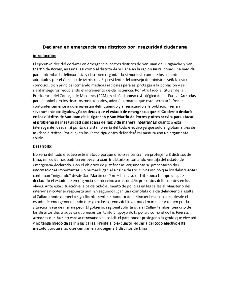 Texto Redaccion | PDF | Lima | Estado de emergencia