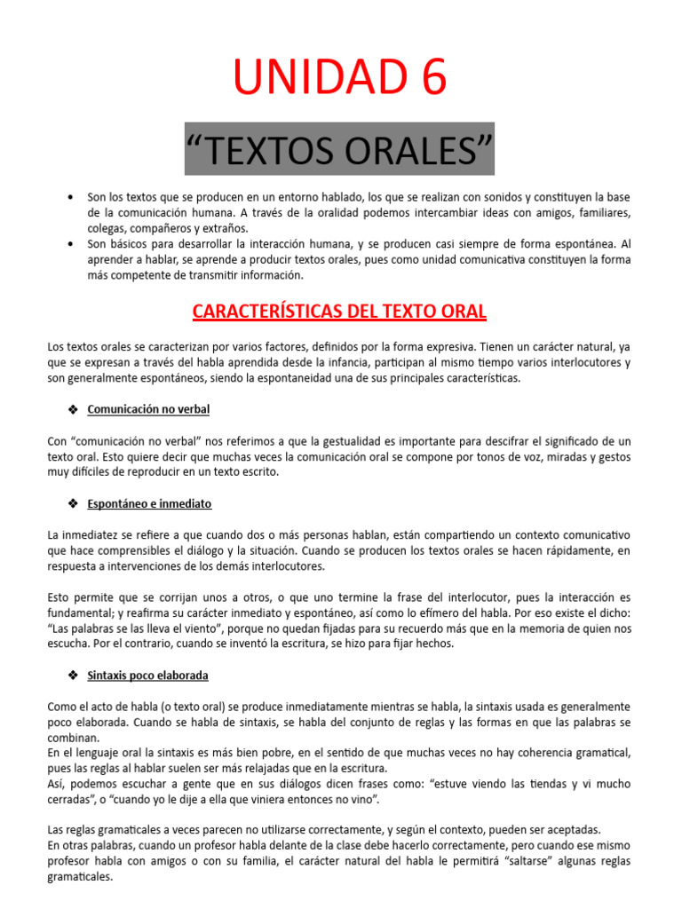 Textos Orales | PDF | Comunicación | Habla