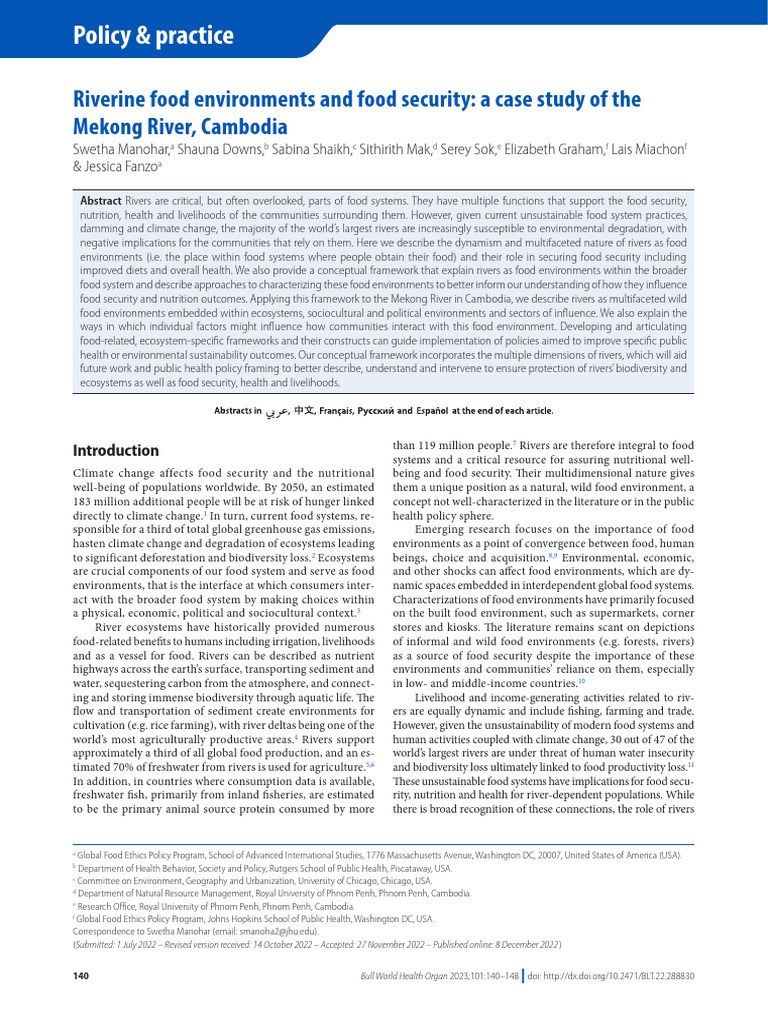 Riverine Food Environments and | PDF | Mekong | Agriculture