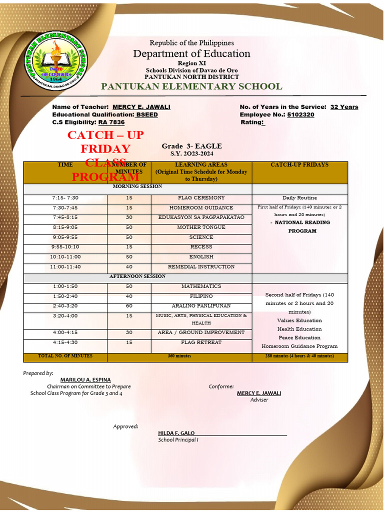 Catch Up Class Program Grade 3 | PDF