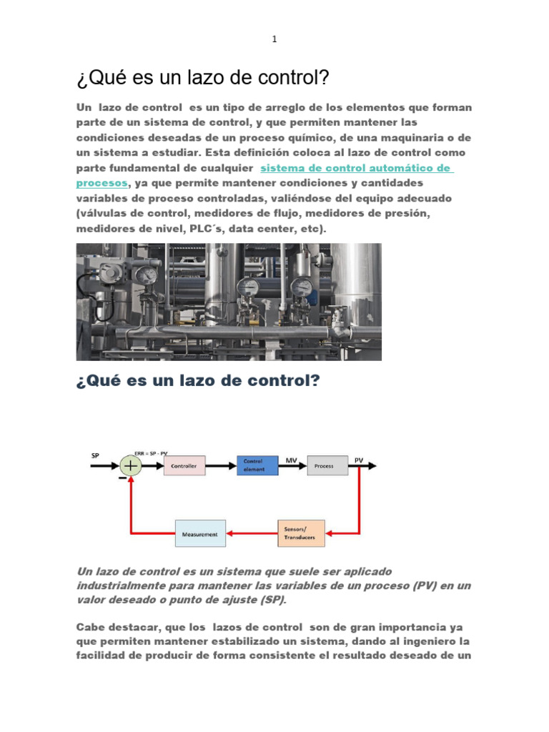 Qué Es Un Lazo de Control | PDF | Sensor | Ingenieria Eléctrica