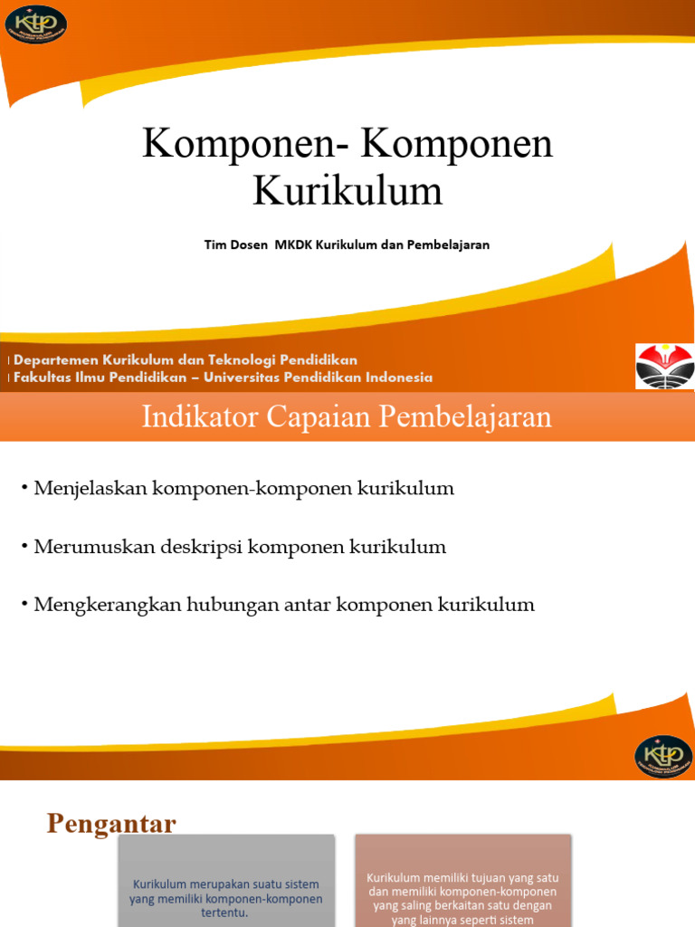 Komponen - Komponen Kurikulum | PDF