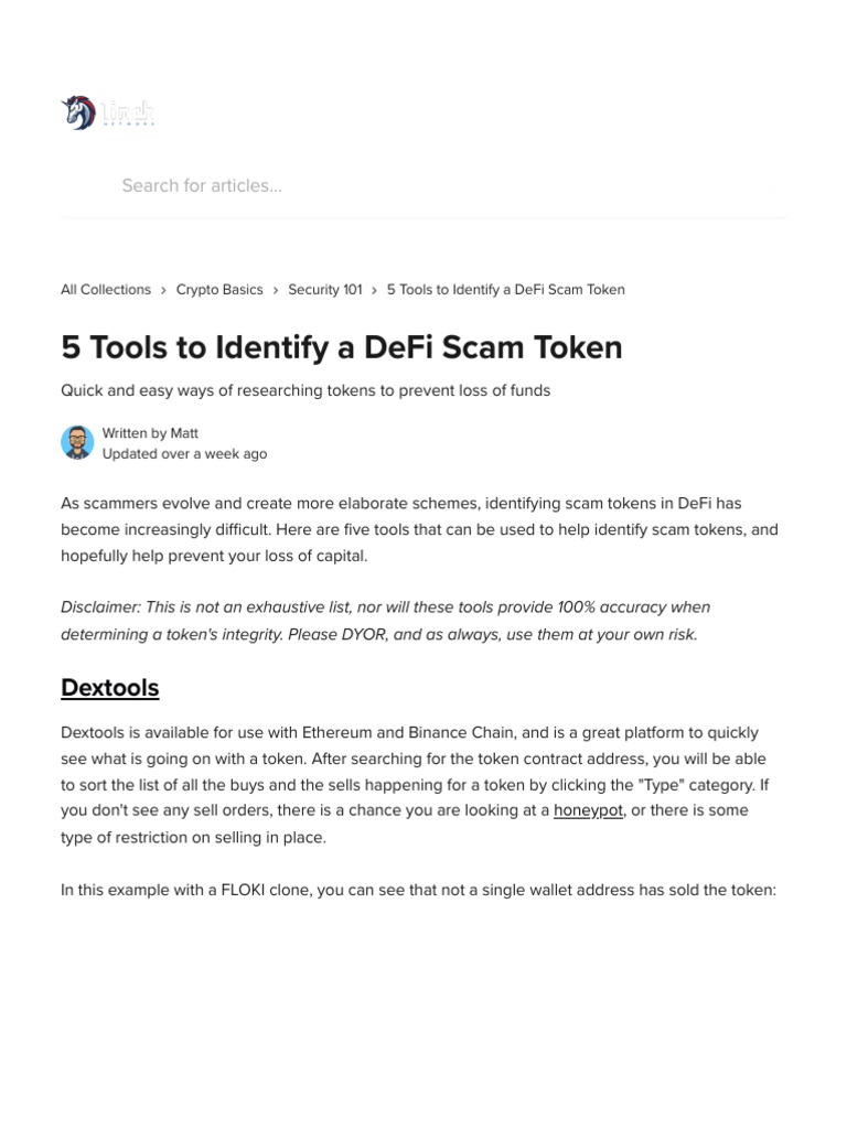 5 Tools To Identify A DeFi Scam Token | PDF | Cryptocurrency