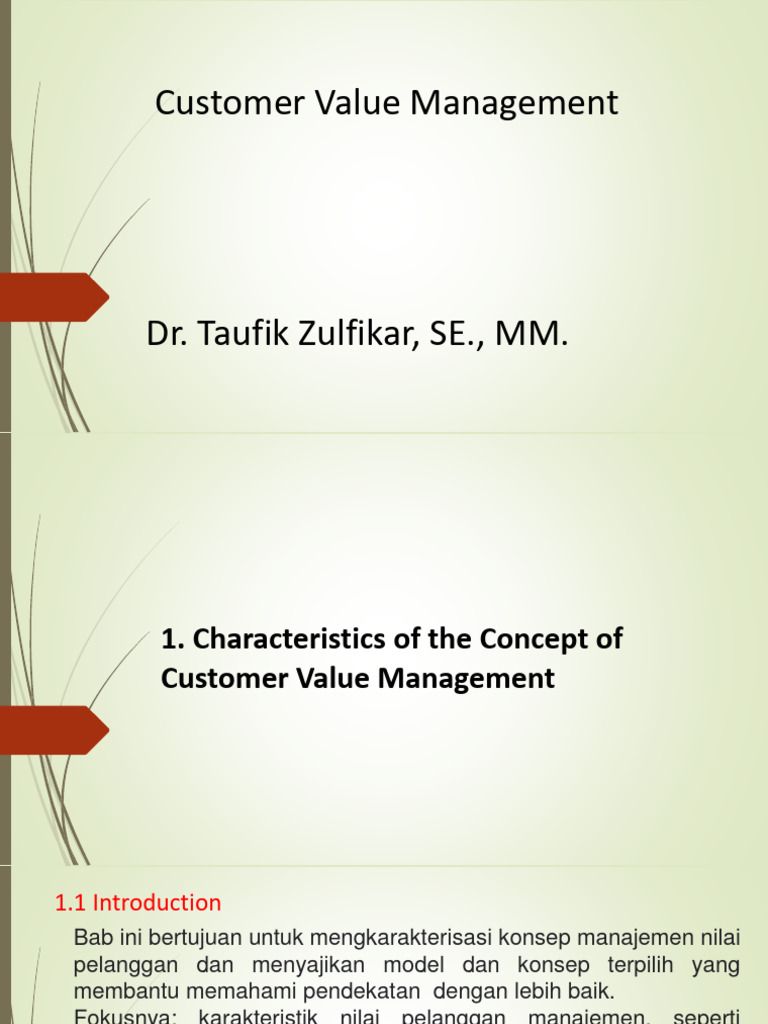 Pertemuan 1 Characteristics of The Concept of Customer Value Management ...