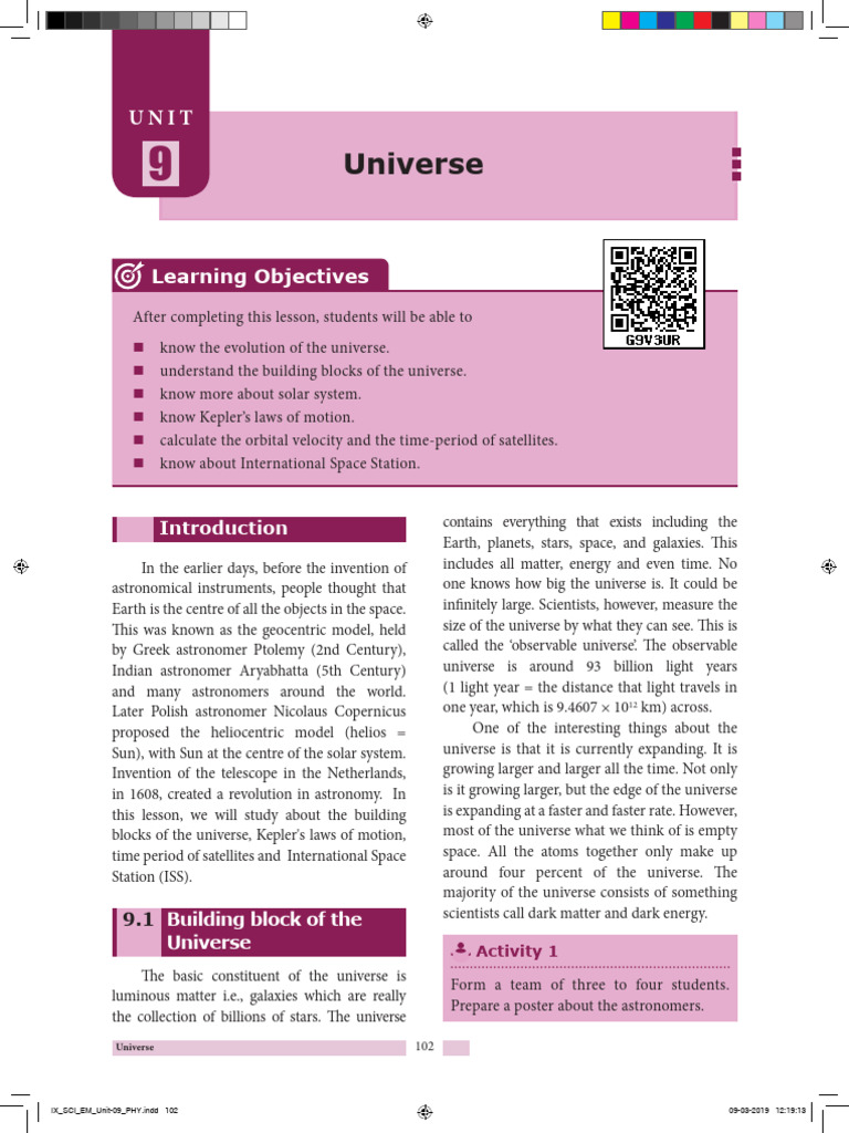 Universe Overview for 9th Science Students | PDF | Planets | Solar System