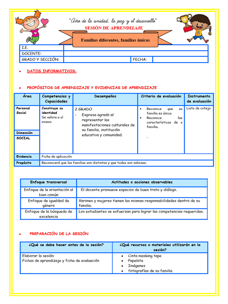 Reconocimiento de Familias Únicas en Clase | PDF | Evaluación | Aprendizaje