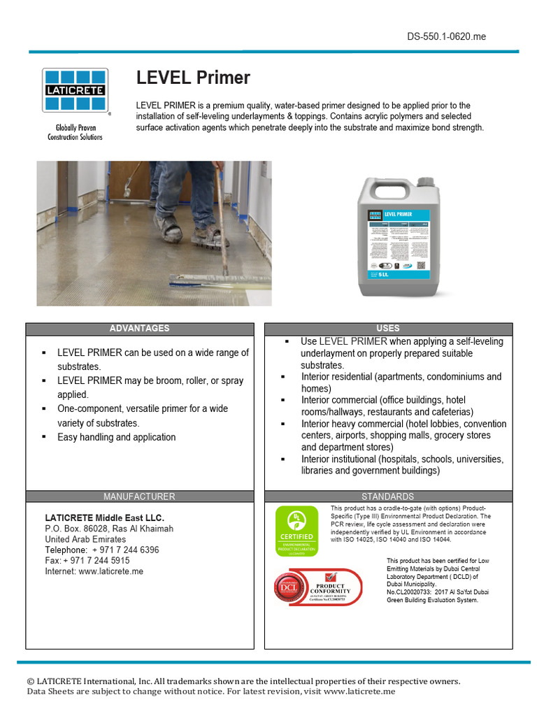 Level Primer PDS | PDF | Concrete | Dubai