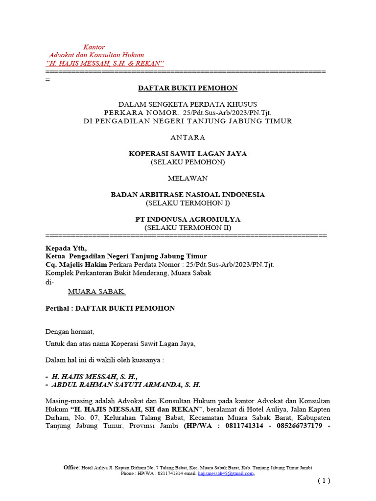 Daftar Bukti Pemohon | PDF