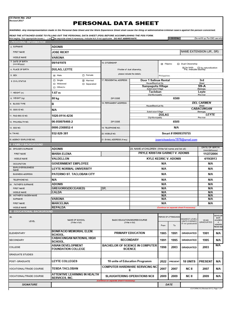 PDS FINAL 2024 Tacloban | PDF | Employment