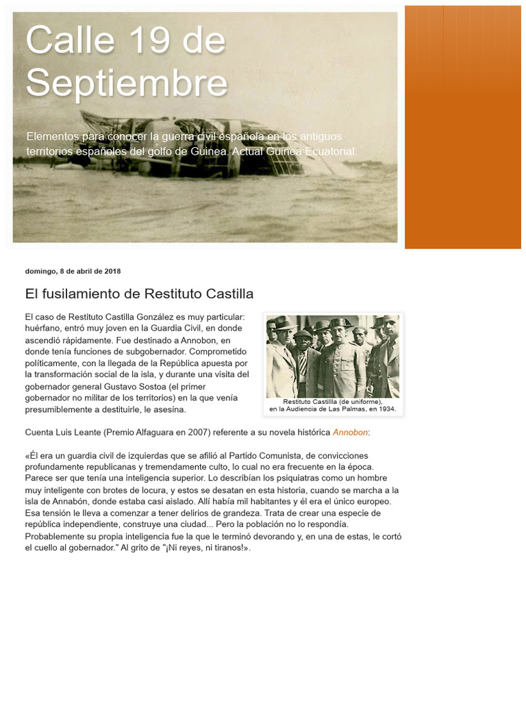 Restituto Castilla: Historia de un Fusilado | PDF | España