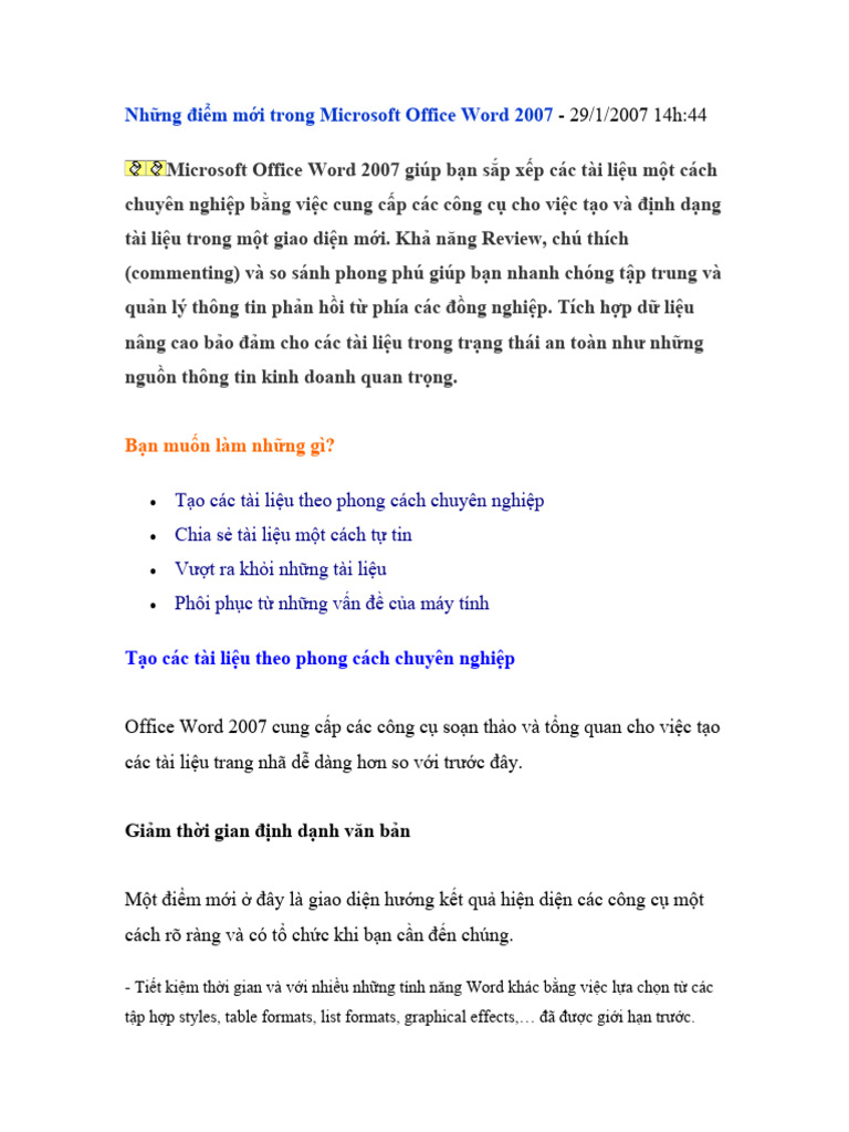 Nhung Diem Moi Trong Word 2007 | PDF