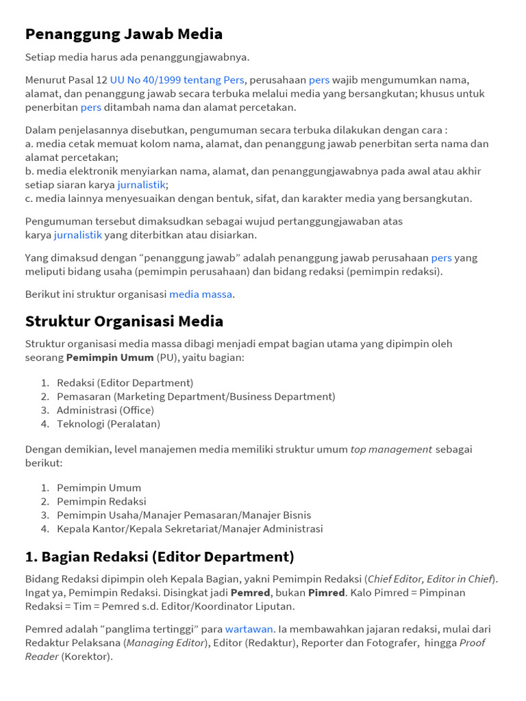 Struktur Organisasi Media Massa | PDF | Karier & Perkembangan