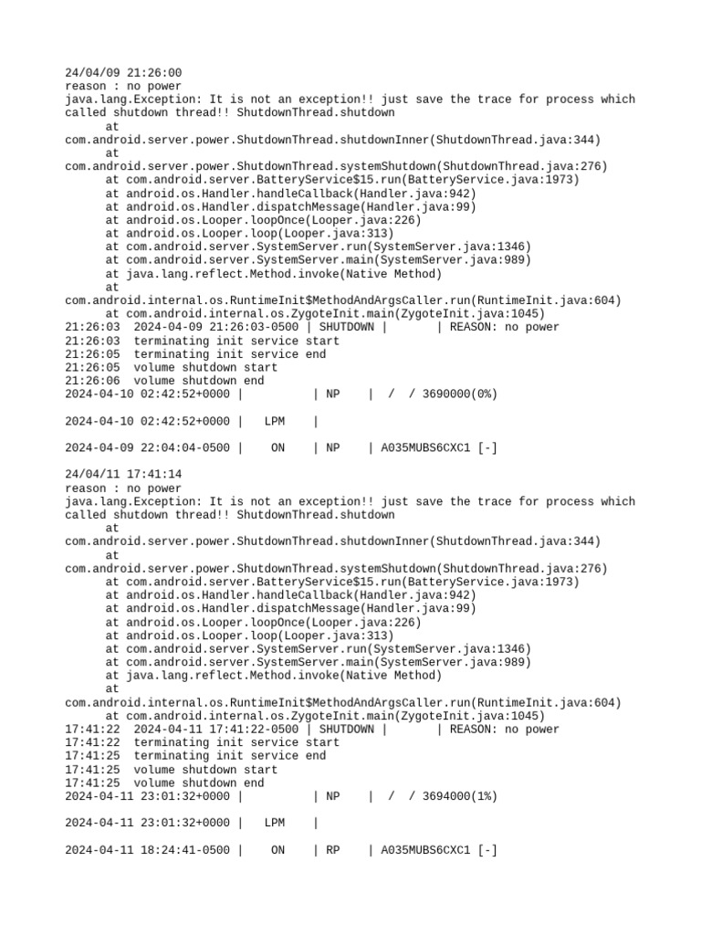 Android Server Shutdown Logs | PDF | Java (Programming Language) | Software Development