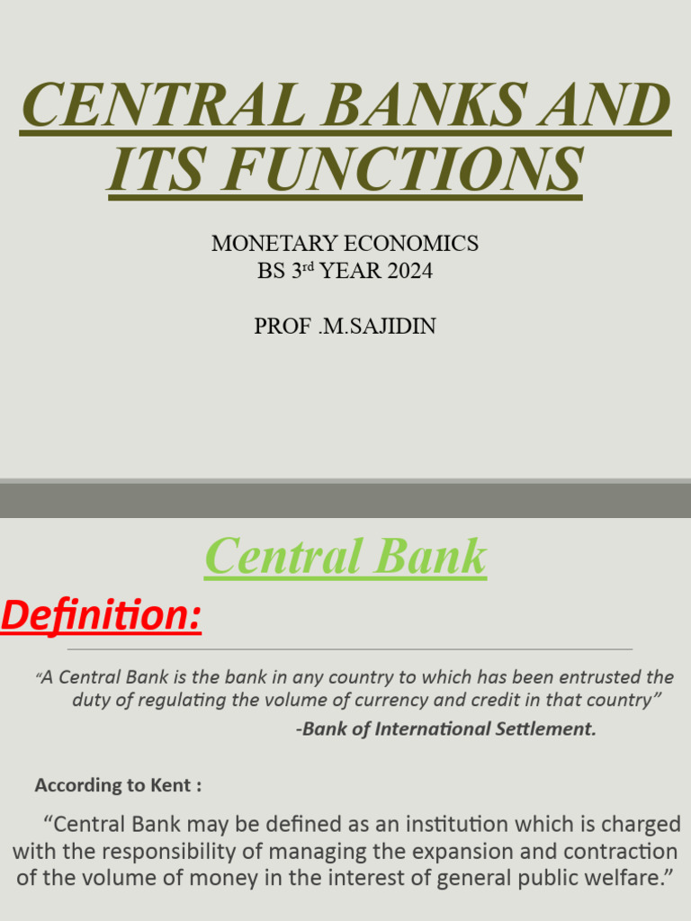 Central Bankig and Its Funtions New | PDF | Central Banks | Monetary Policy