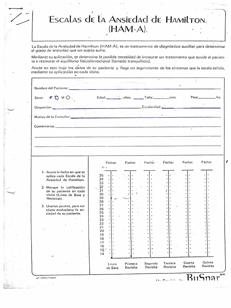 Escala Ansiedad Hamilton. Escaneada 2023 | PDF
