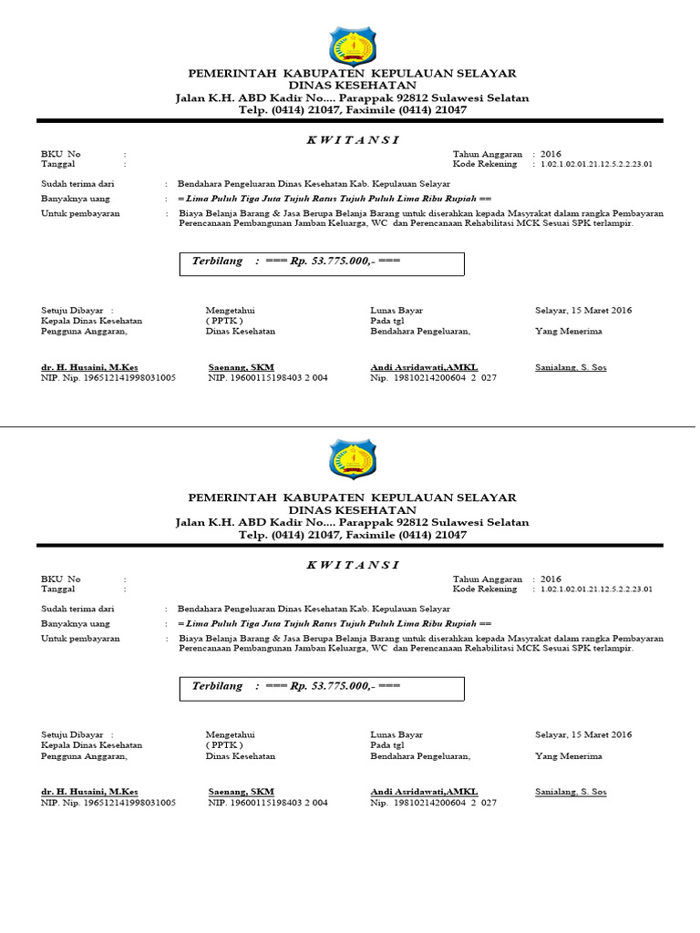 KWITANSI Penggandaan | PDF