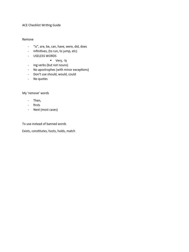 ACE Checklist Writing Guide | PDF