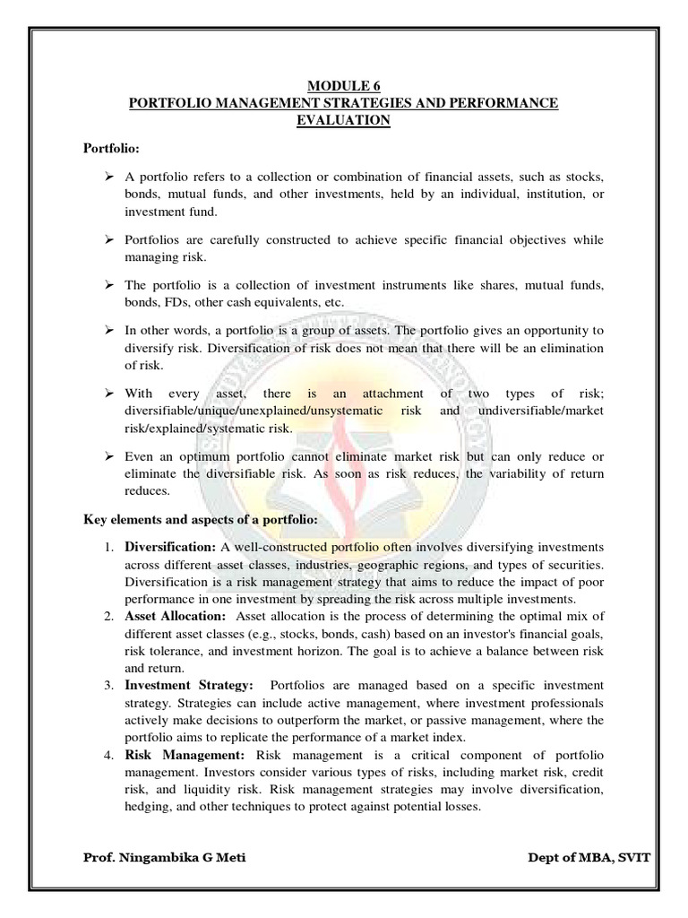 Module 6 | PDF | Asset Allocation | Financial Risk