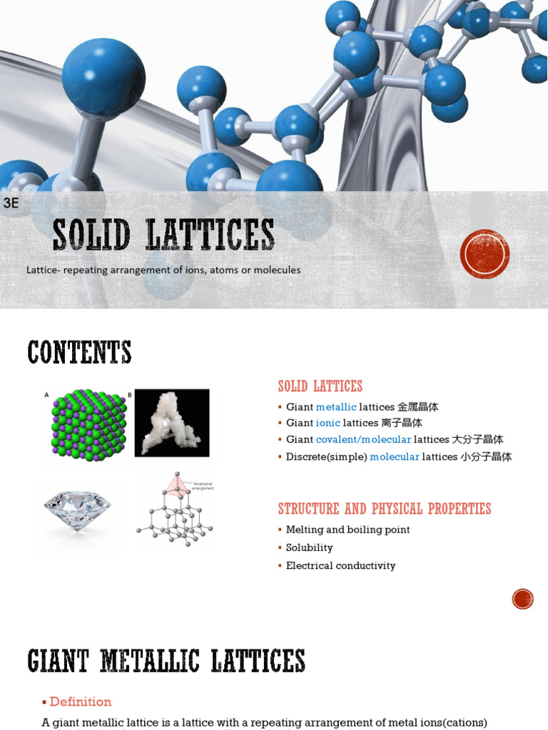 Solid Lattice | PDF | Molecules | Chemical Bond