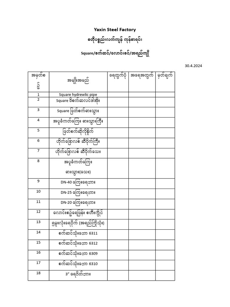 Yaxin Steel Factory: စတိုပစည်း လက်က် န် က်န်စ ရင်း Square/ စက်ဆင်း/လောလ ...