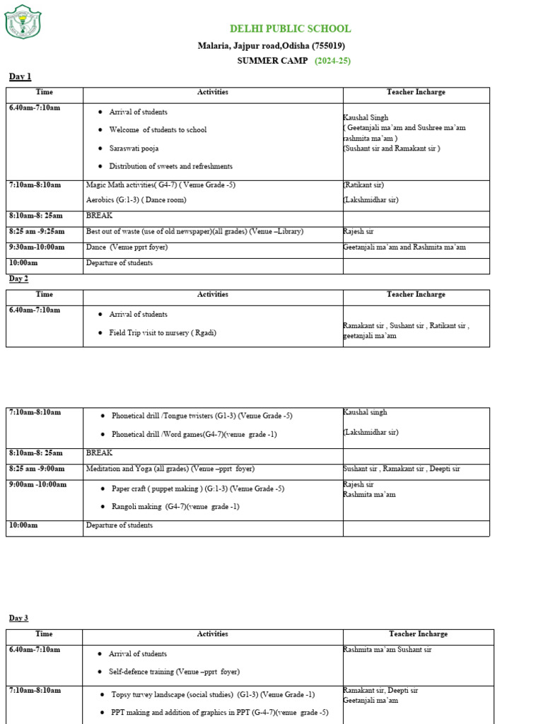 Summer Camp 2024 | PDF