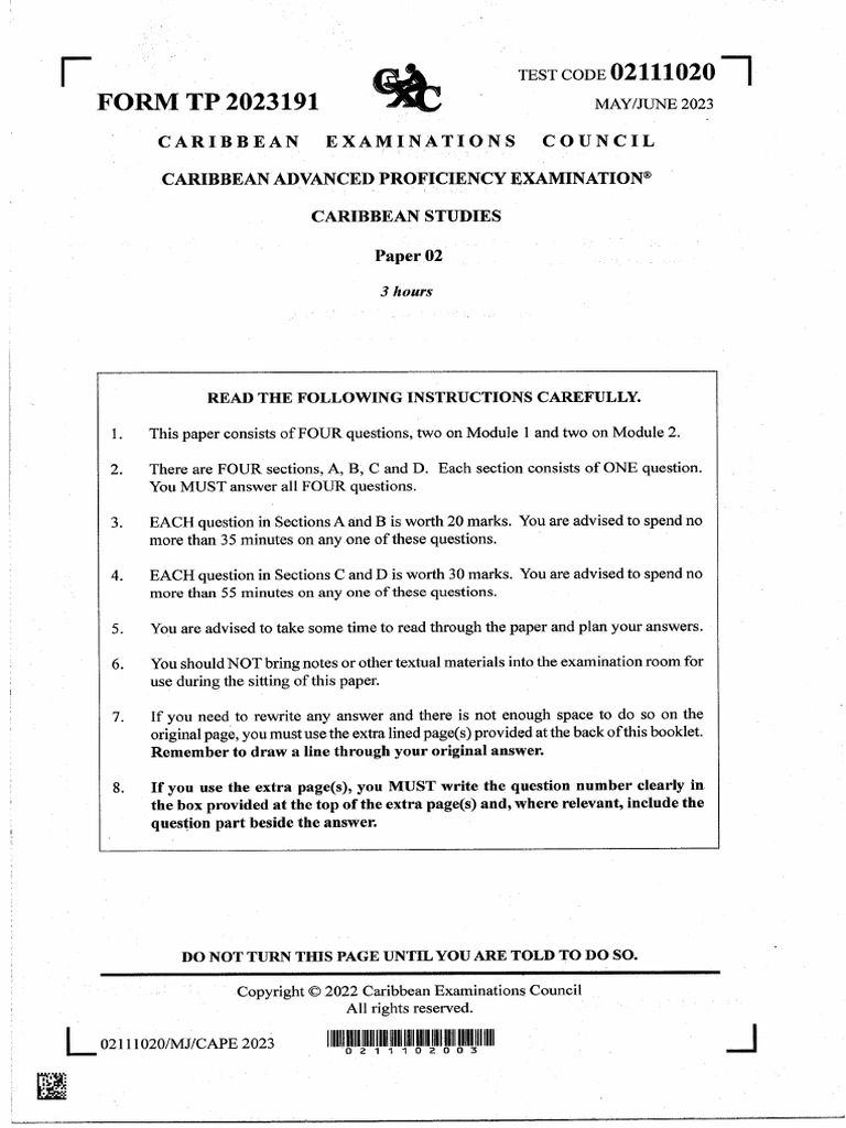 CAPE_Caribbean_Studies_P2_2023 | PDF