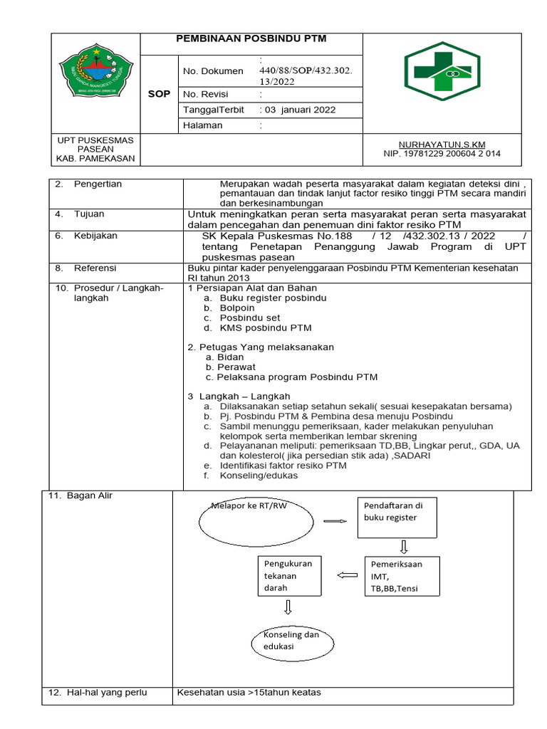 Sop Pendampingan Posbindu 2023 | PDF