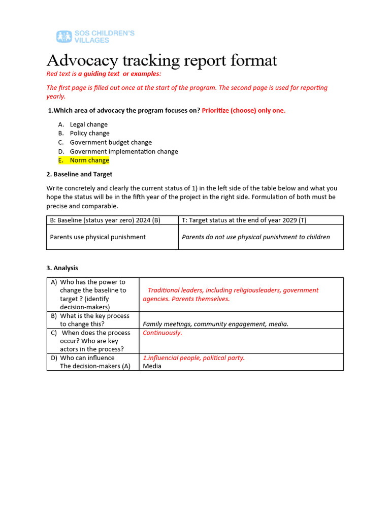 1advocacy Tracking Report Format | PDF