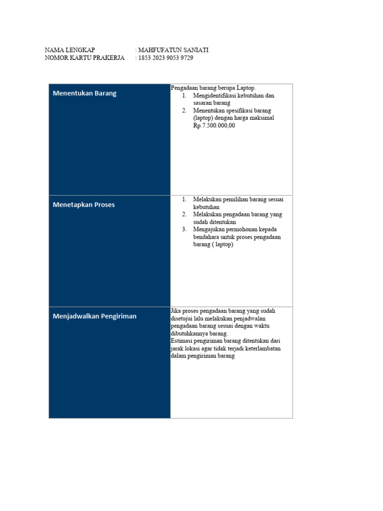 Tahapan Perencanaan Pengadaan | PDF