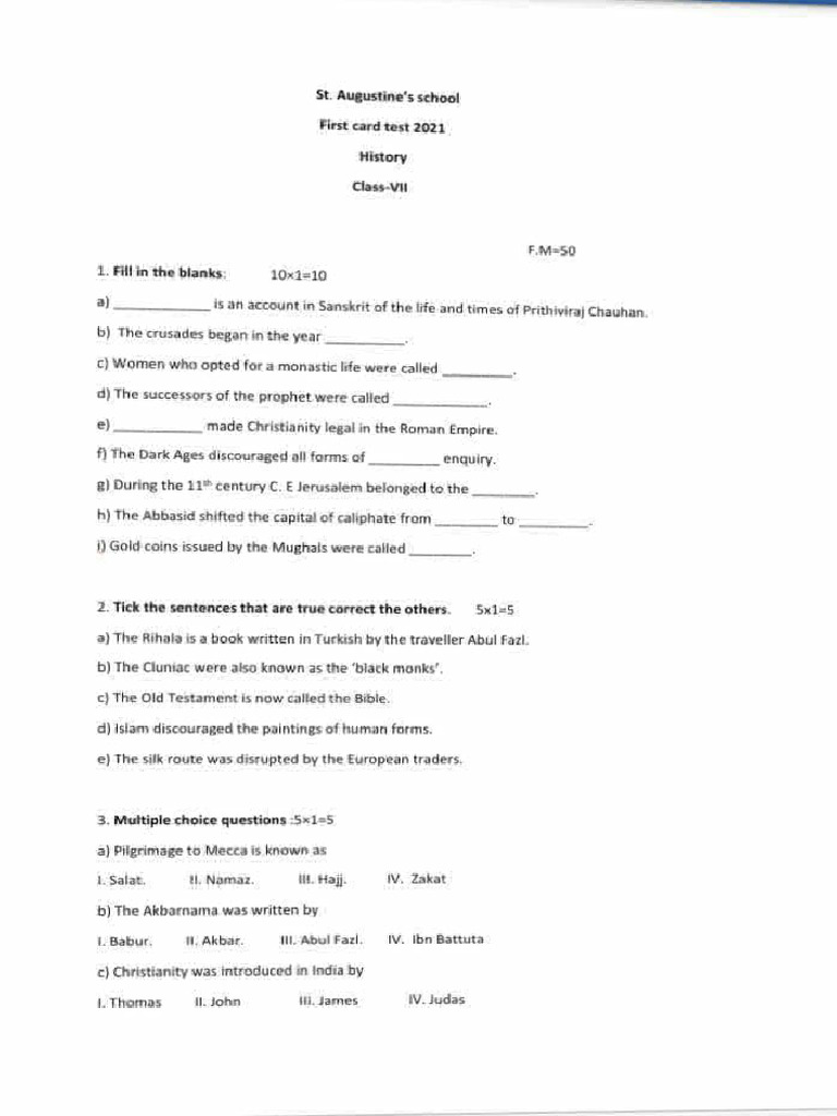 History Test: Medieval Concepts & Figures | PDF | Social Science