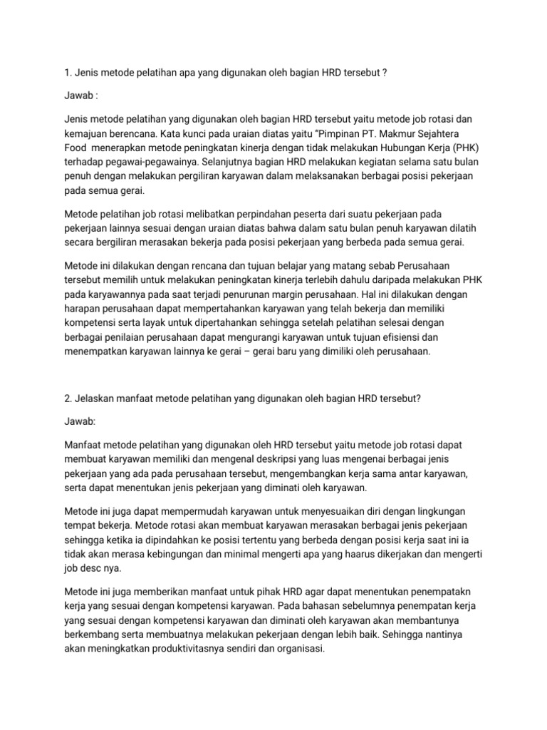 Metode Pelatihan Job Rotasi di HRD | PDF | Bisnis