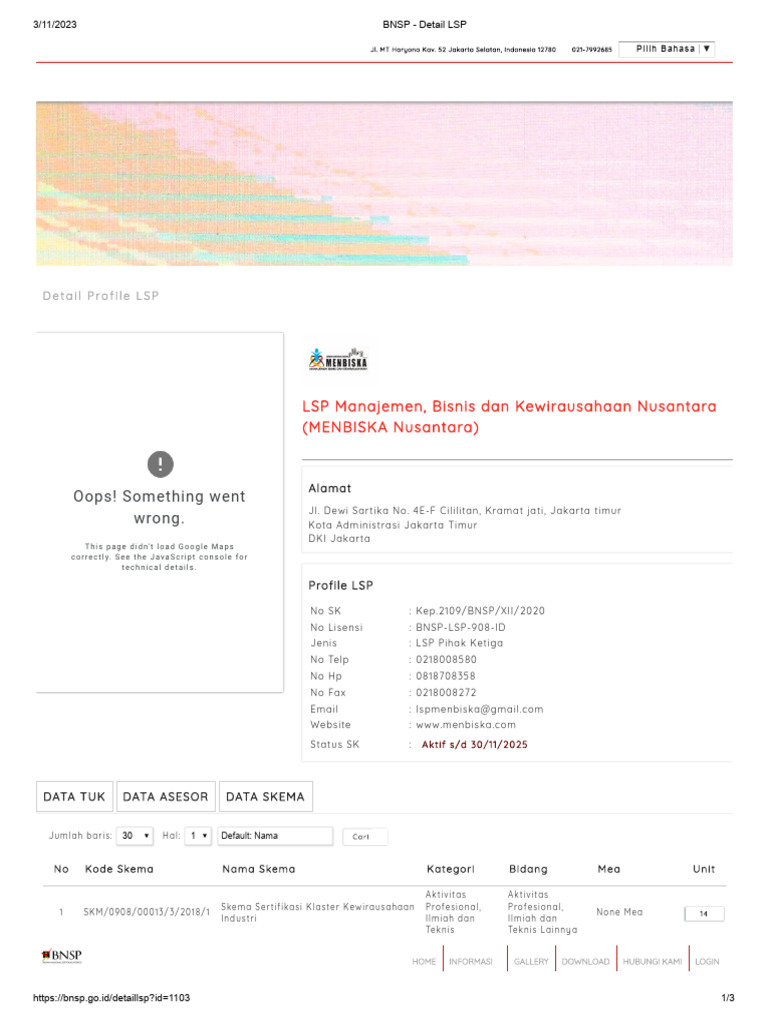 BNSP - Detail LSP | PDF