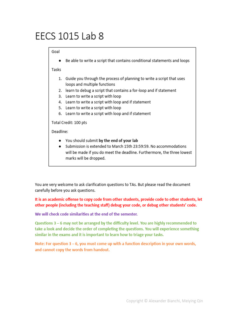 EECS 1015 LAB 8 | PDF | Cryptography | Computing